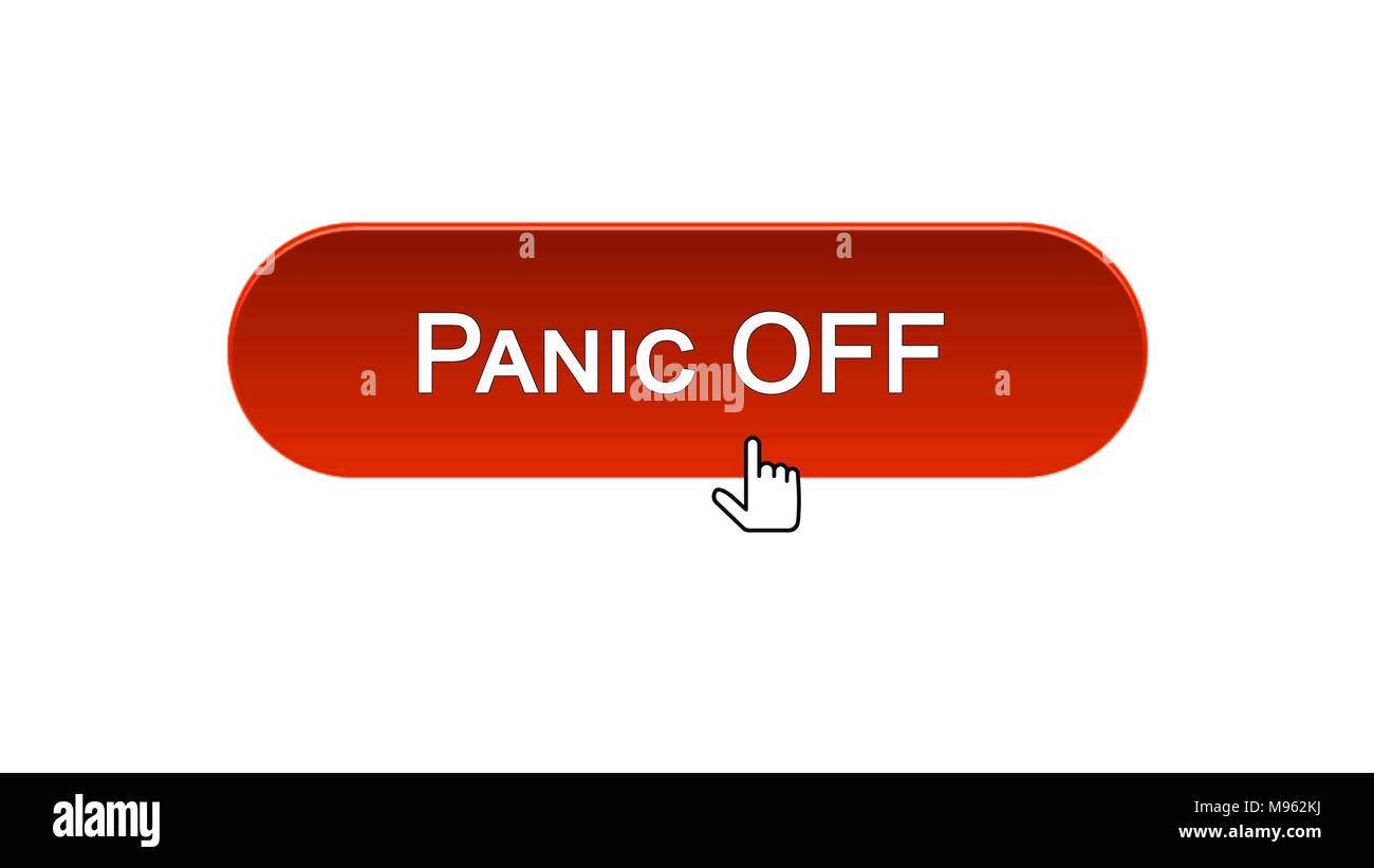 Panic off web interface button clicked with mouse cursor, red color, online, stock footage Stock ...