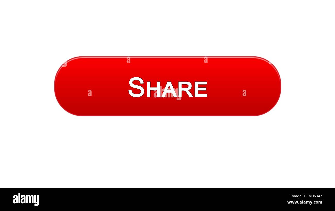 Share web interface button red color, social network application, communication, stock footage ...