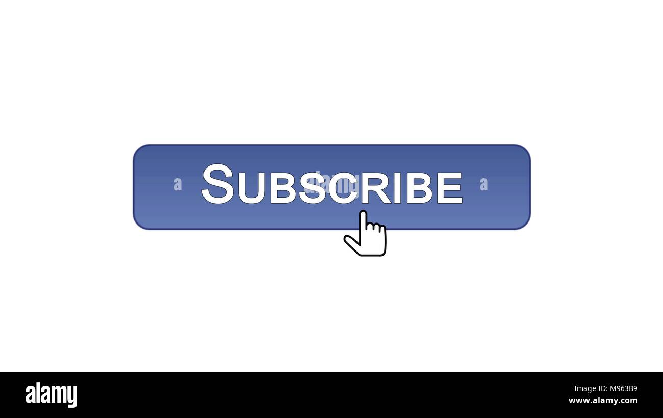 Subscribe web interface button clicked with mouse cursor, violet color, online, stock footage ...