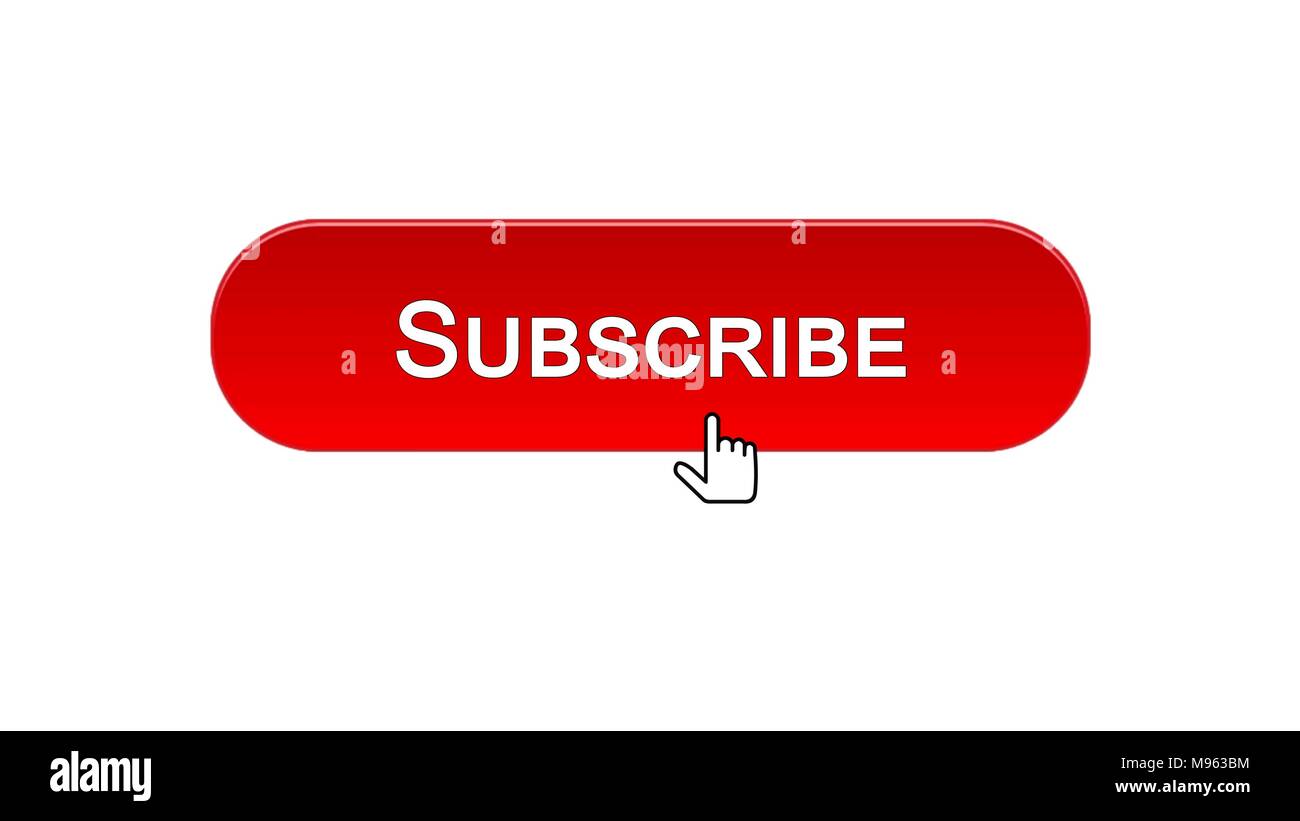 Subscribe web interface button clicked with mouse cursor, red color ...