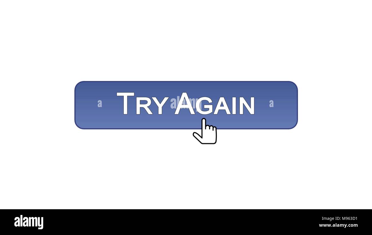 Try again web interface button clicked with mouse cursor, violet color, support, stock footage ...
