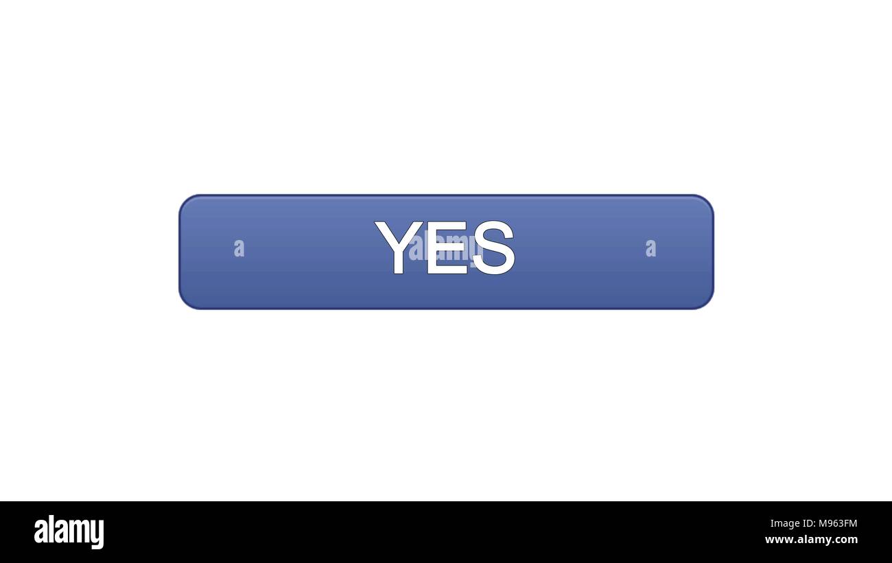 Yes web interface button violet color, internet site design, online ...