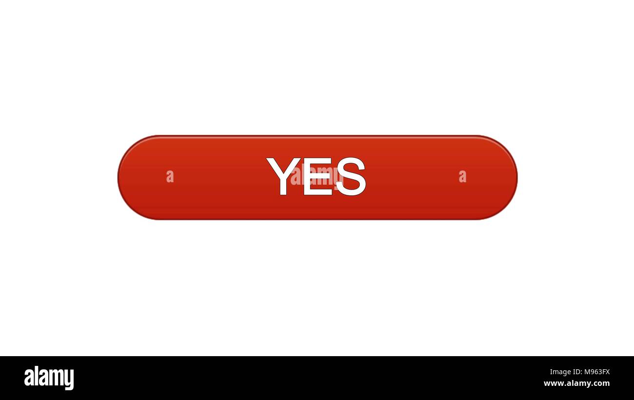 Yes web interface button wine red color, internet site design, online program, stock footage ...