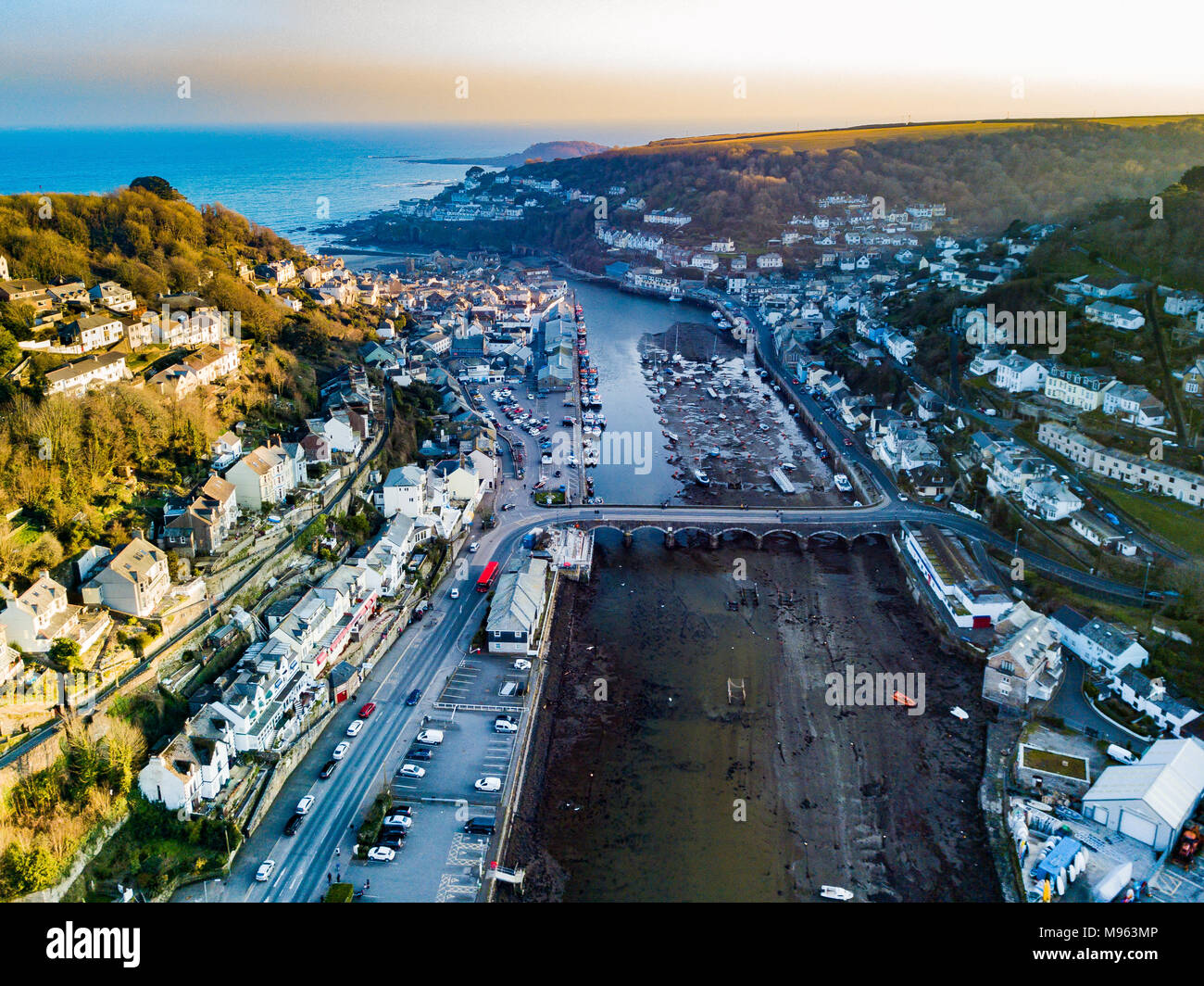 An aerial photograph taken of Looe in Cornwall, UK Stock Photo - Alamy