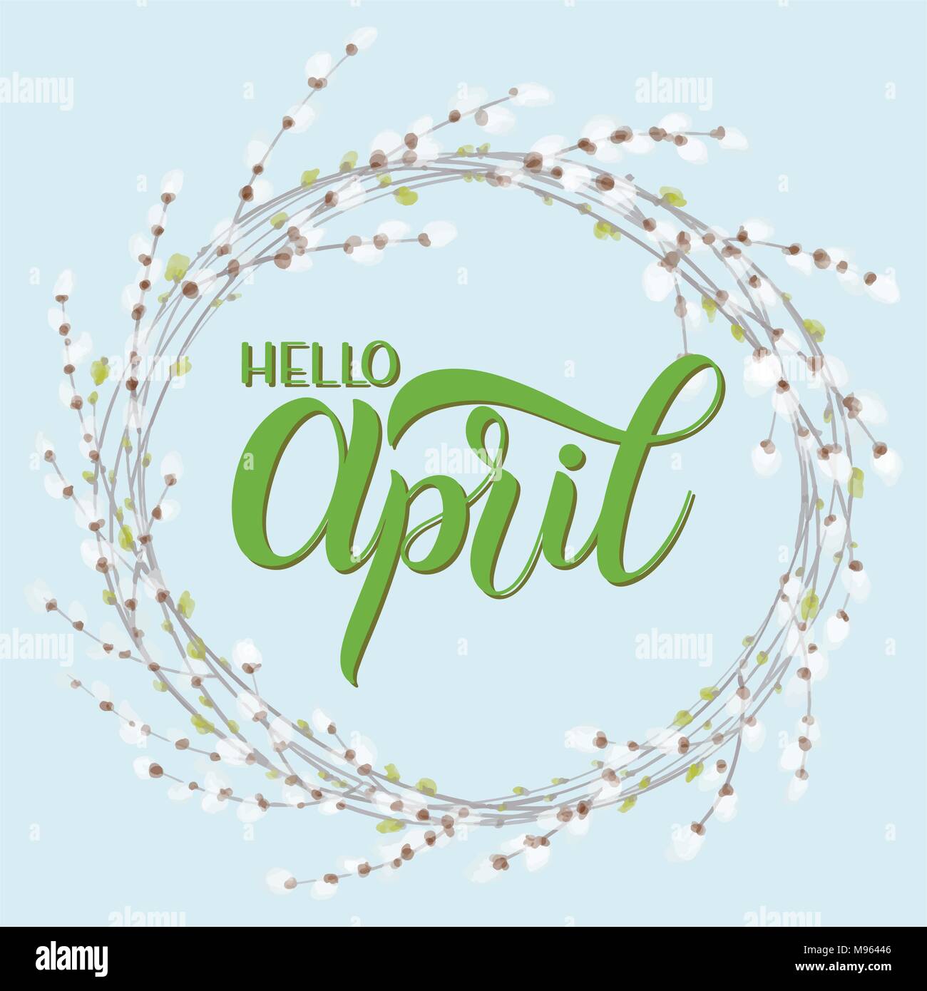 Hello April lettering. Elements for invitations, posters, greeting ...