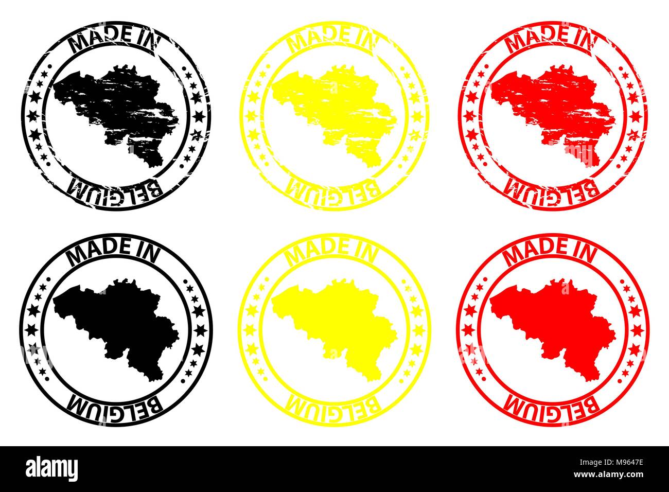 Made in Belgium - rubber stamp - vector, Belgium map pattern - black ...