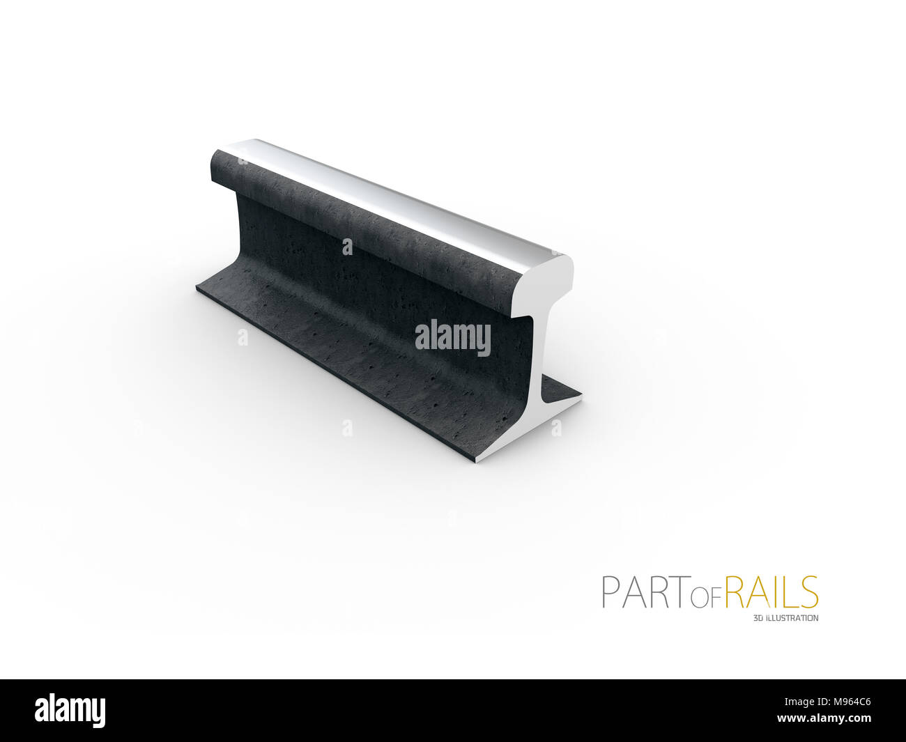 Steel train rail track profile symbol 3d Illustration Stock Photo - Alamy