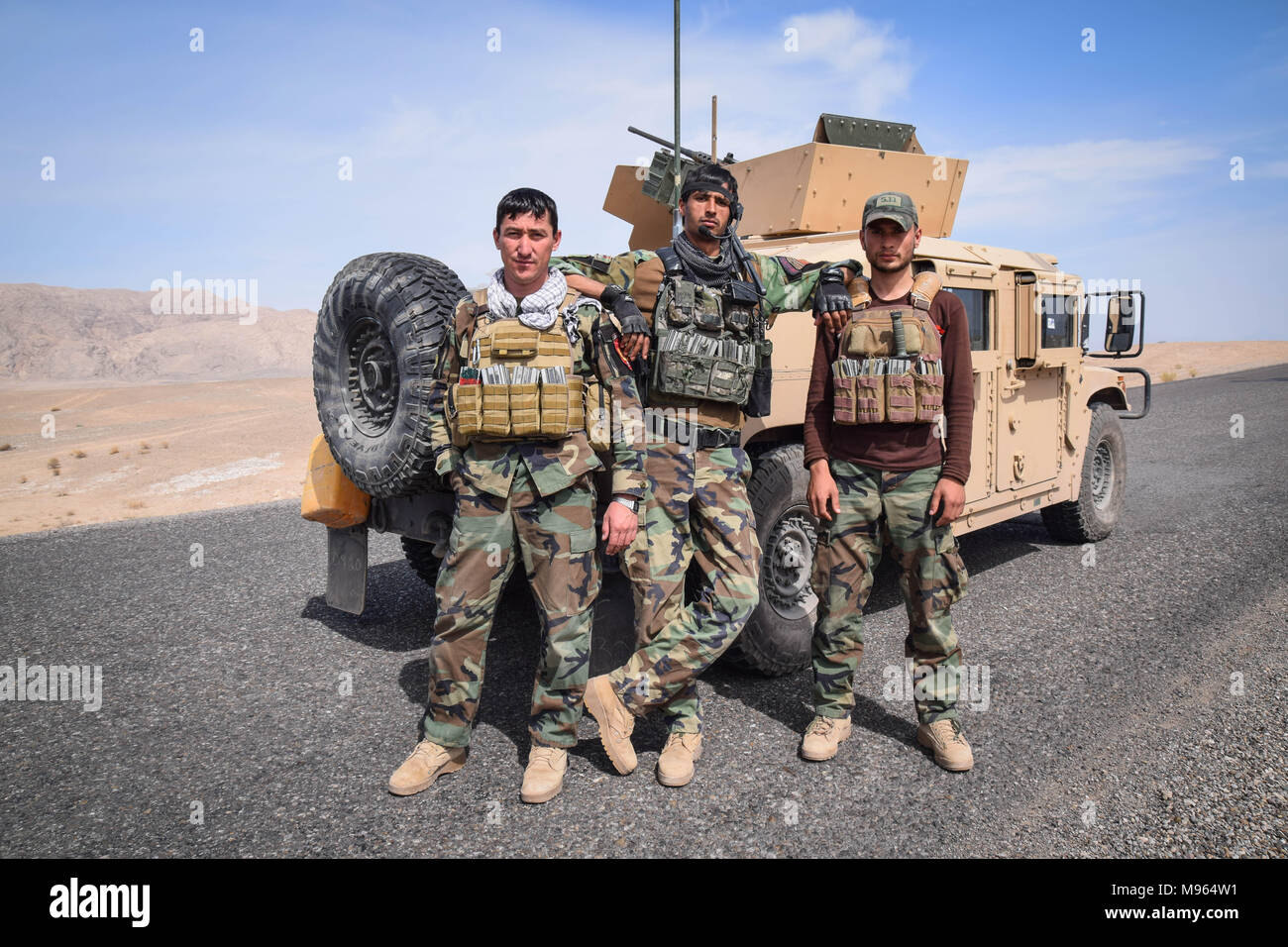 Afghan Commandos in front of a HMMWV, somewhere on the main road in ...