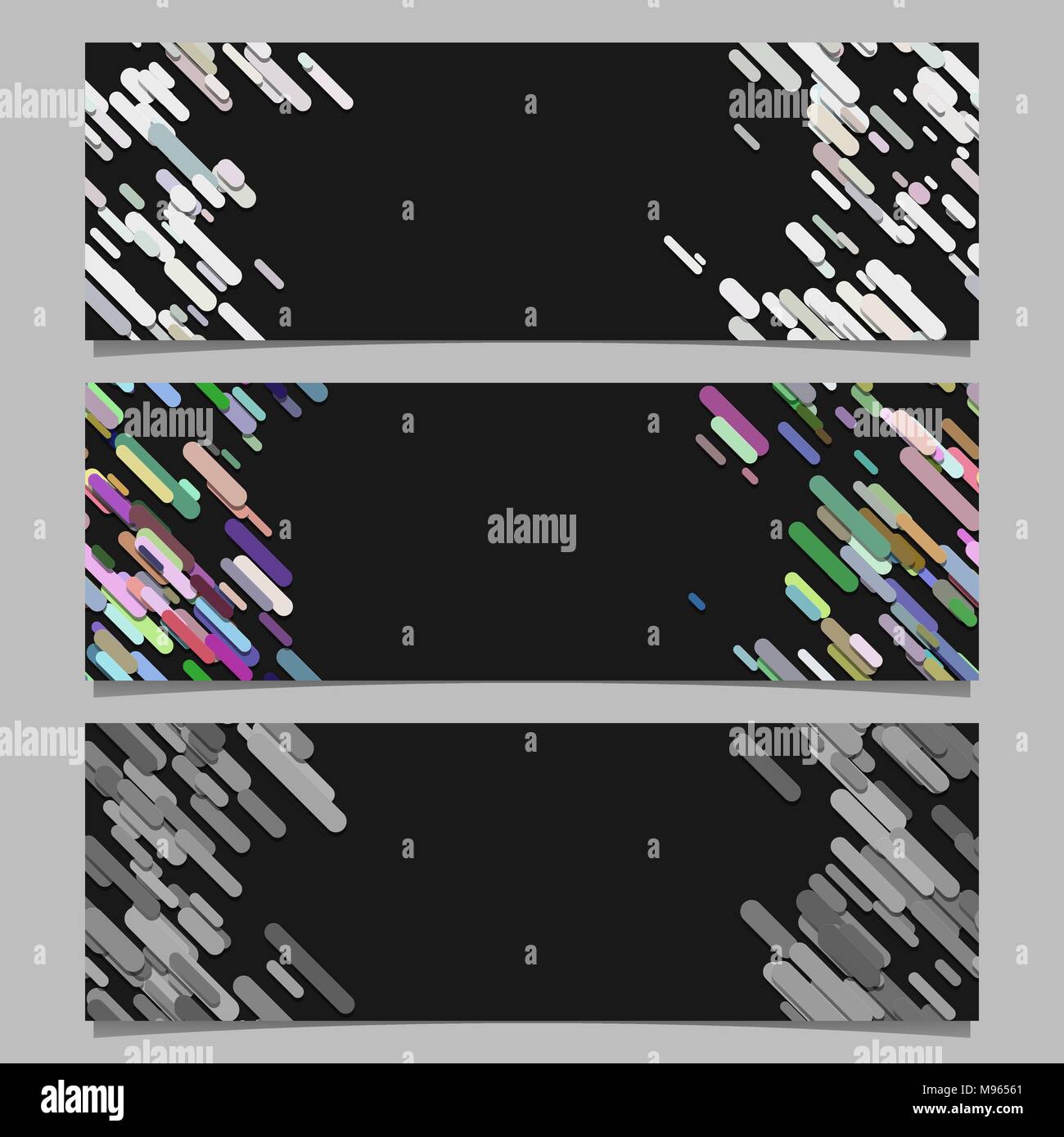 Abstract diagonal rounded stripe pattern banner template design set ...