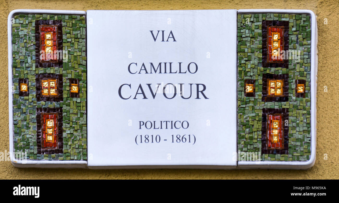 Decorative street sign on the building from Ravenna, Italy Stock Photo ...