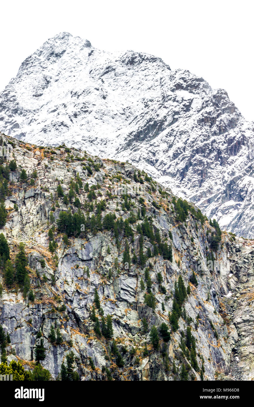 The peak of the mountain rocks in the sky. Mountain climbing, adventure ...