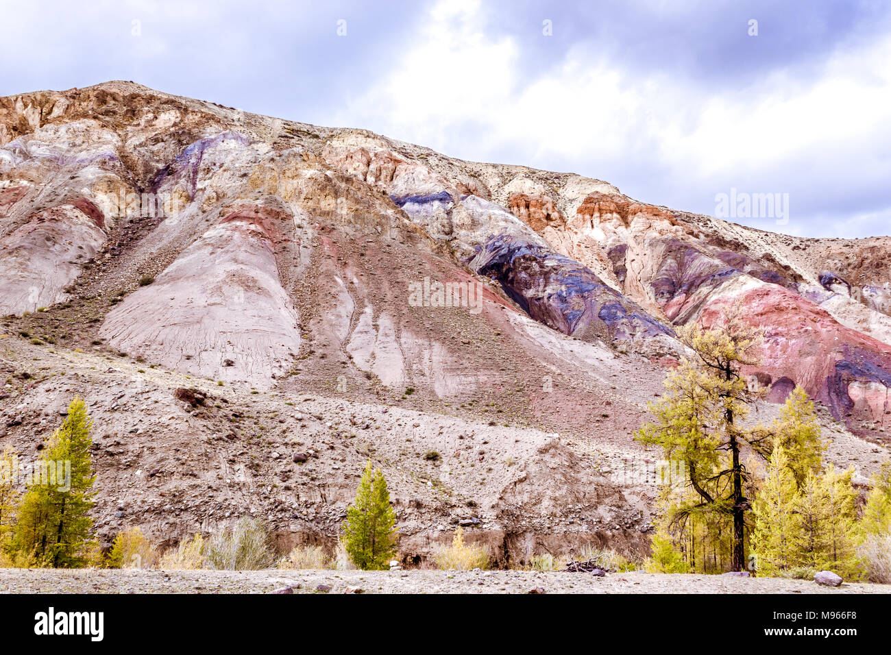 Colorful pink hills under the Sunny sky. Rocks and mountains of pastel ...