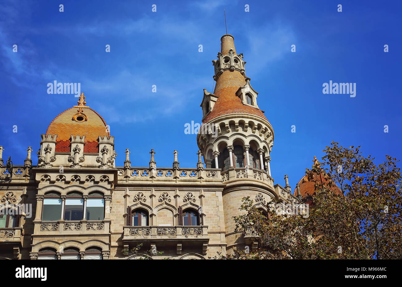 Barcelona buildings facing Catalunya Square Stock Photo - Alamy