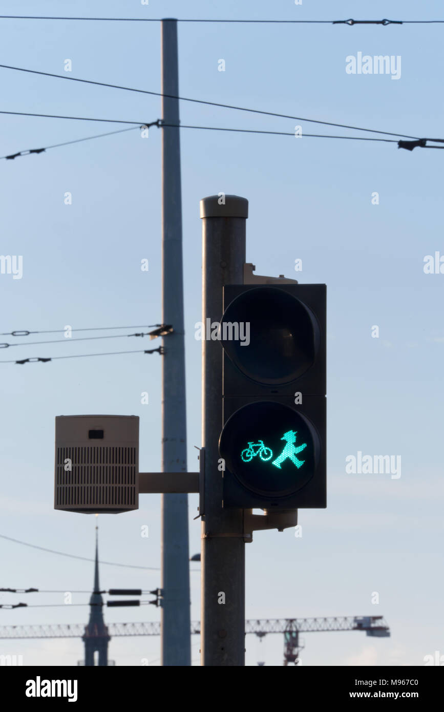 East German Ampelmann - green pedestrian crossing light with bike ...