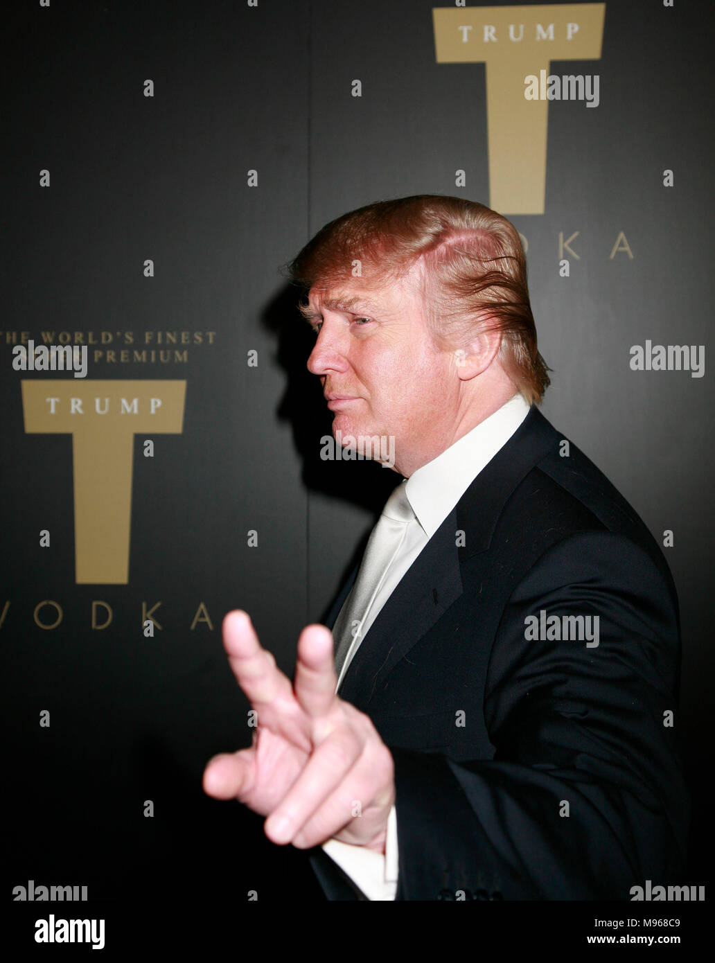 Donald Trump arrives at the Trump Vodka party at Les Deux night club in ...