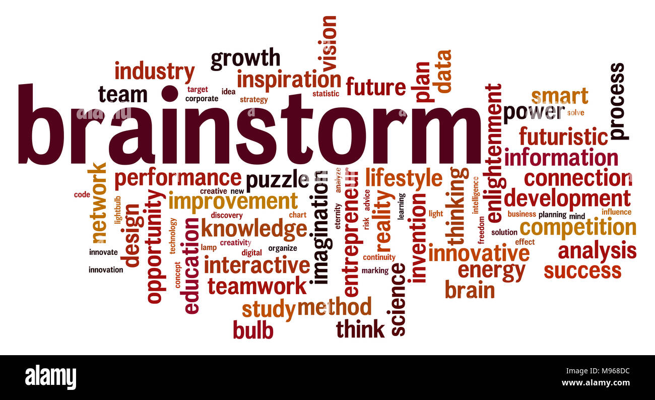 Brainstorm word cloud concept on white background, 3d rendering Stock ...