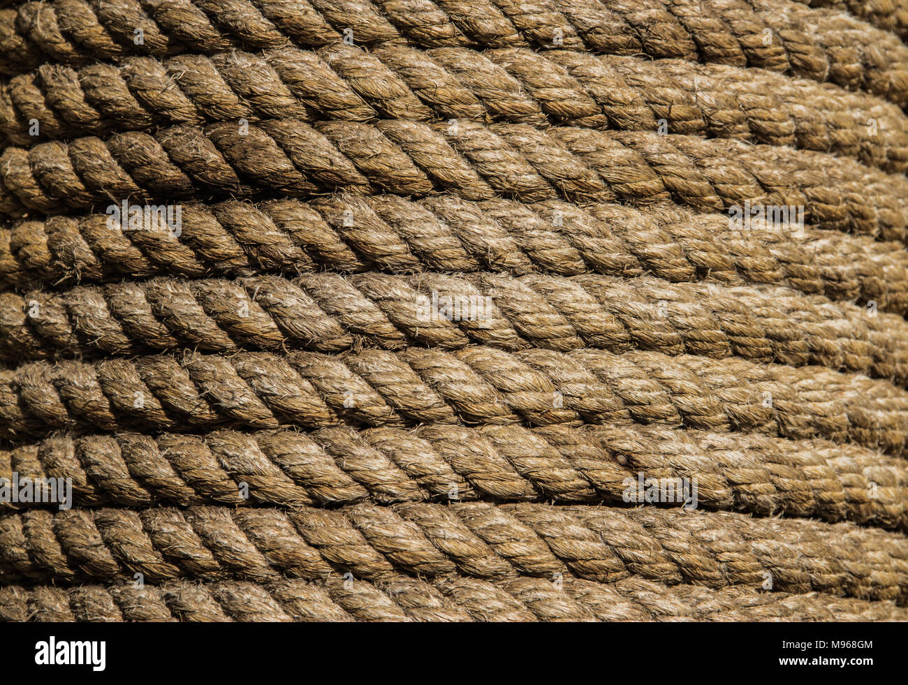 Close up Hemp Rope Wrap Around Flat Pillar Stock Photo - Alamy