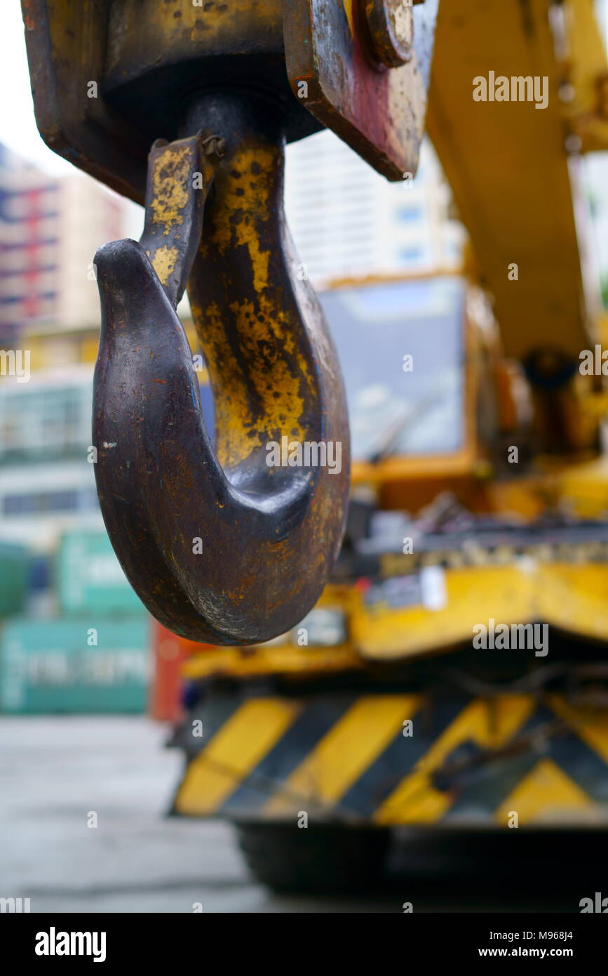 Hook of Crane Shipping container Stock Photo - Alamy