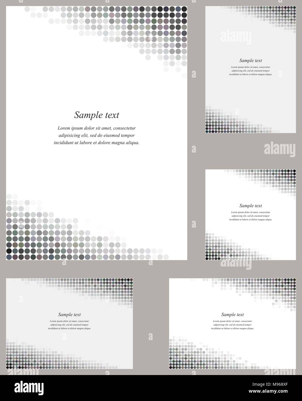 Grey circle mosaic page corner design template set Stock Vector Image ...