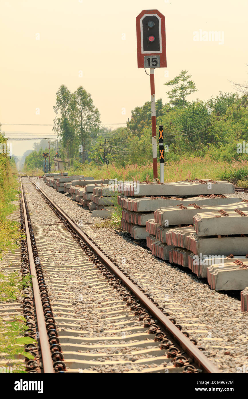railway and cement block Stock Photo - Alamy