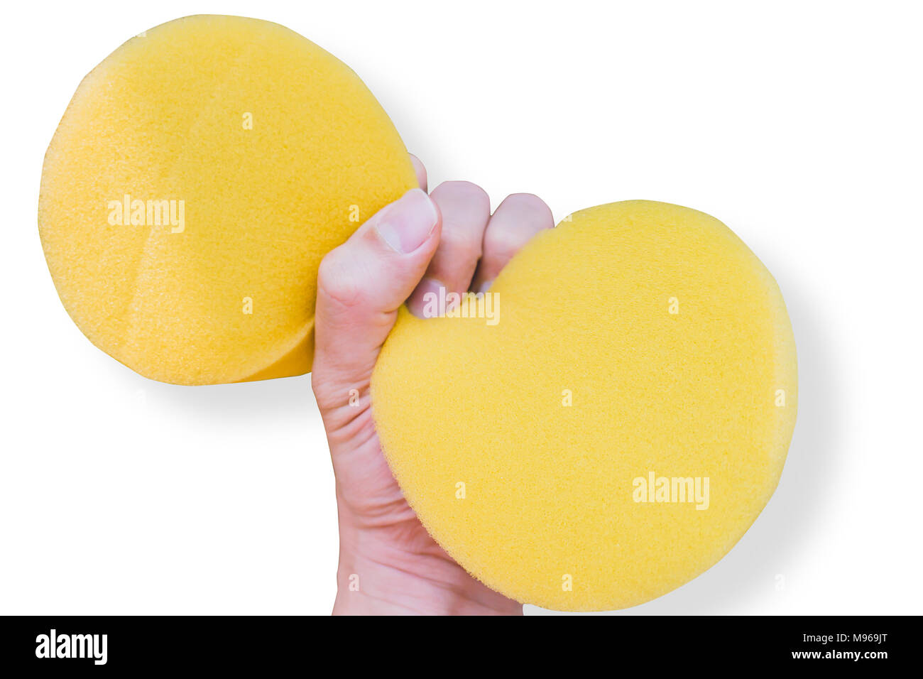 Hand Squeeze Sponge isolated on white with clipping path Stock Photo ...