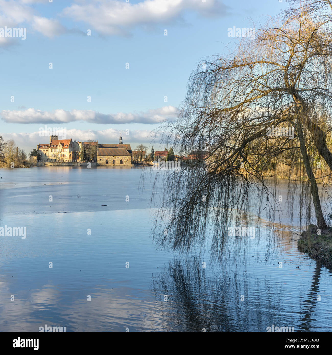 Flechtingen moated castle at sunset hi-res stock photography and images ...