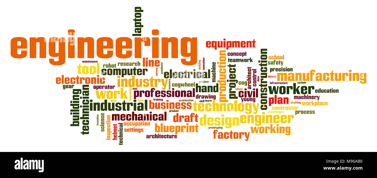 Engineering word cloud concept on white background, 3d rendering Stock ...