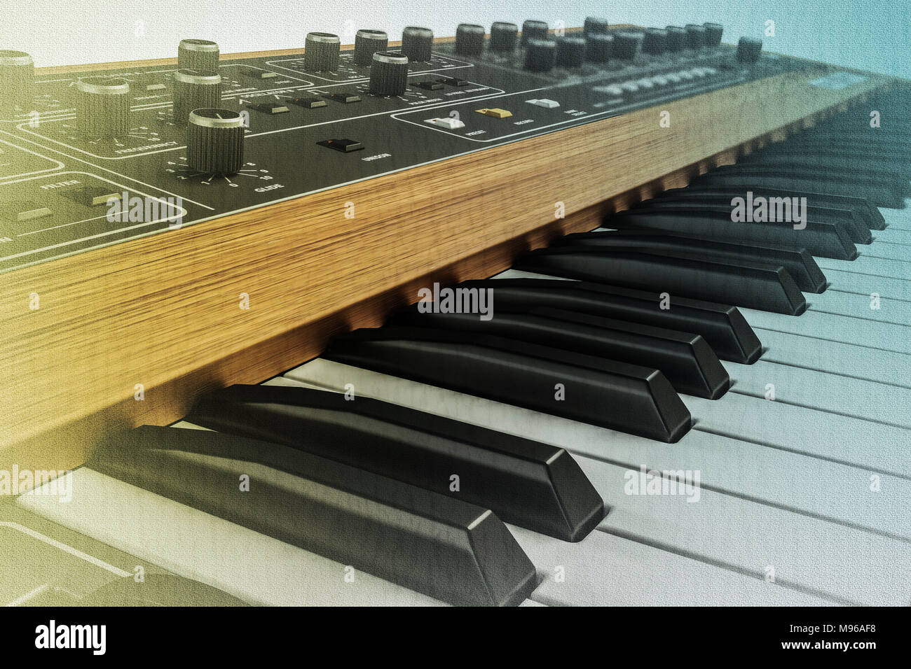 3d illustration of a vintage musical keyboard isolated on white ...