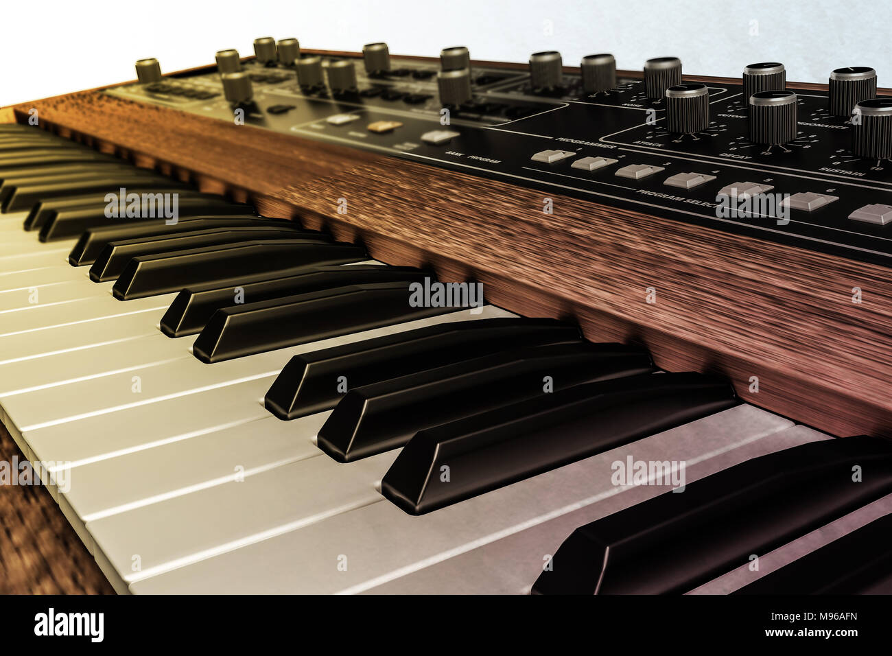 3d illustration of a vintage musical keyboard isolated on white ...