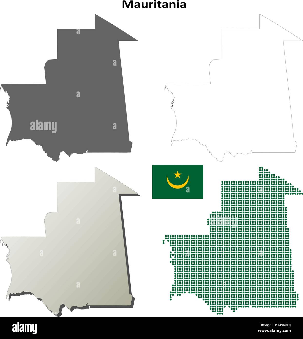 Mauritania outline map set Stock Vector Image & Art - Alamy