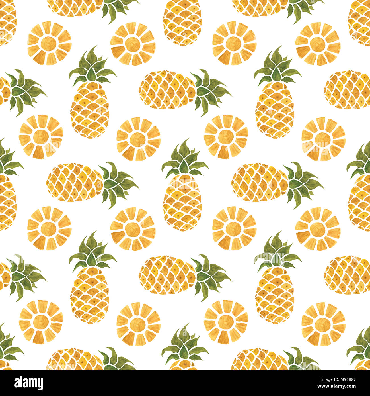 Pineapples. Watercolor Tropical pattern Stock Photo - Alamy