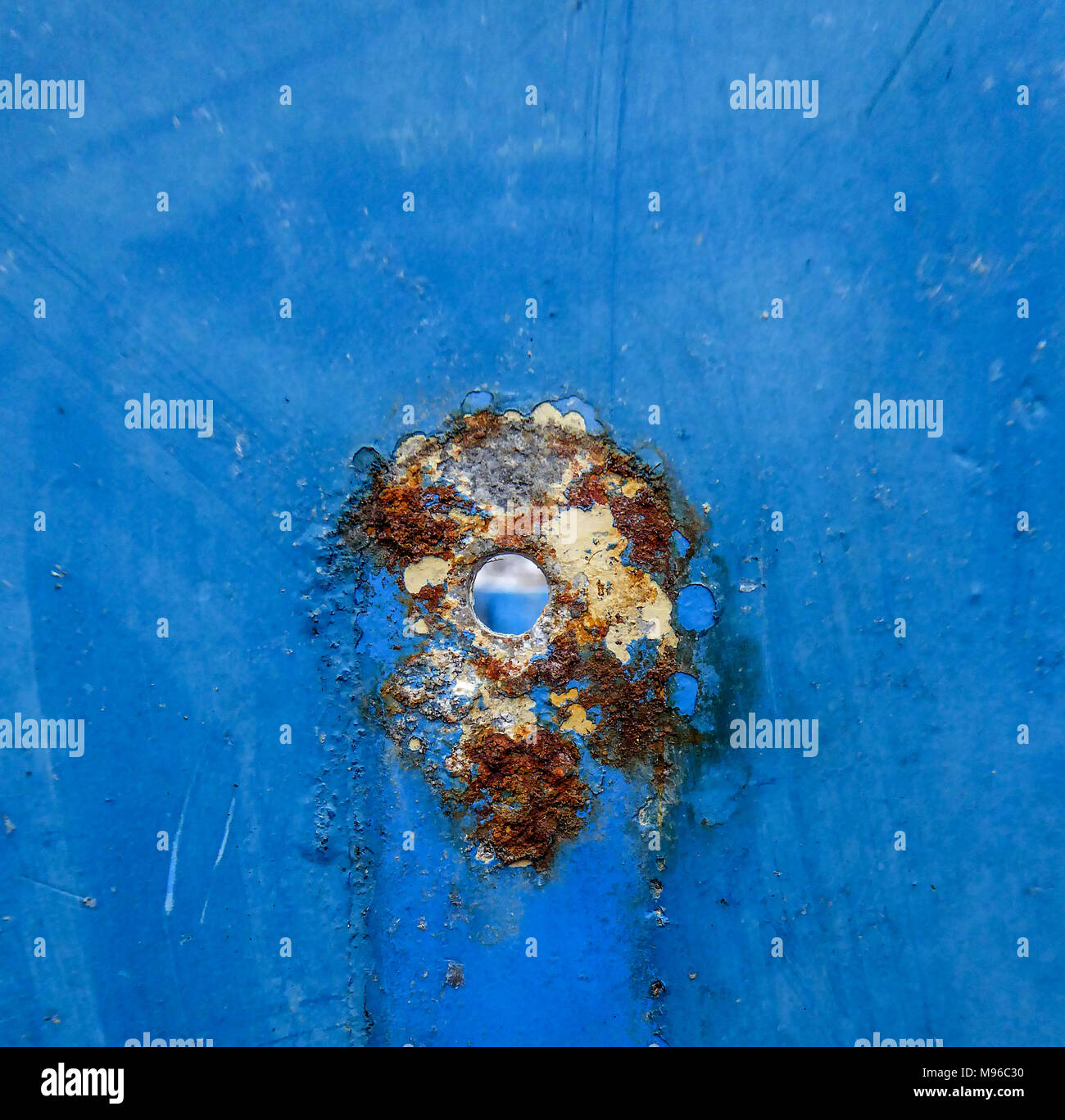Picture of Rusty metal plate with blue peeled color Stock Photo - Alamy