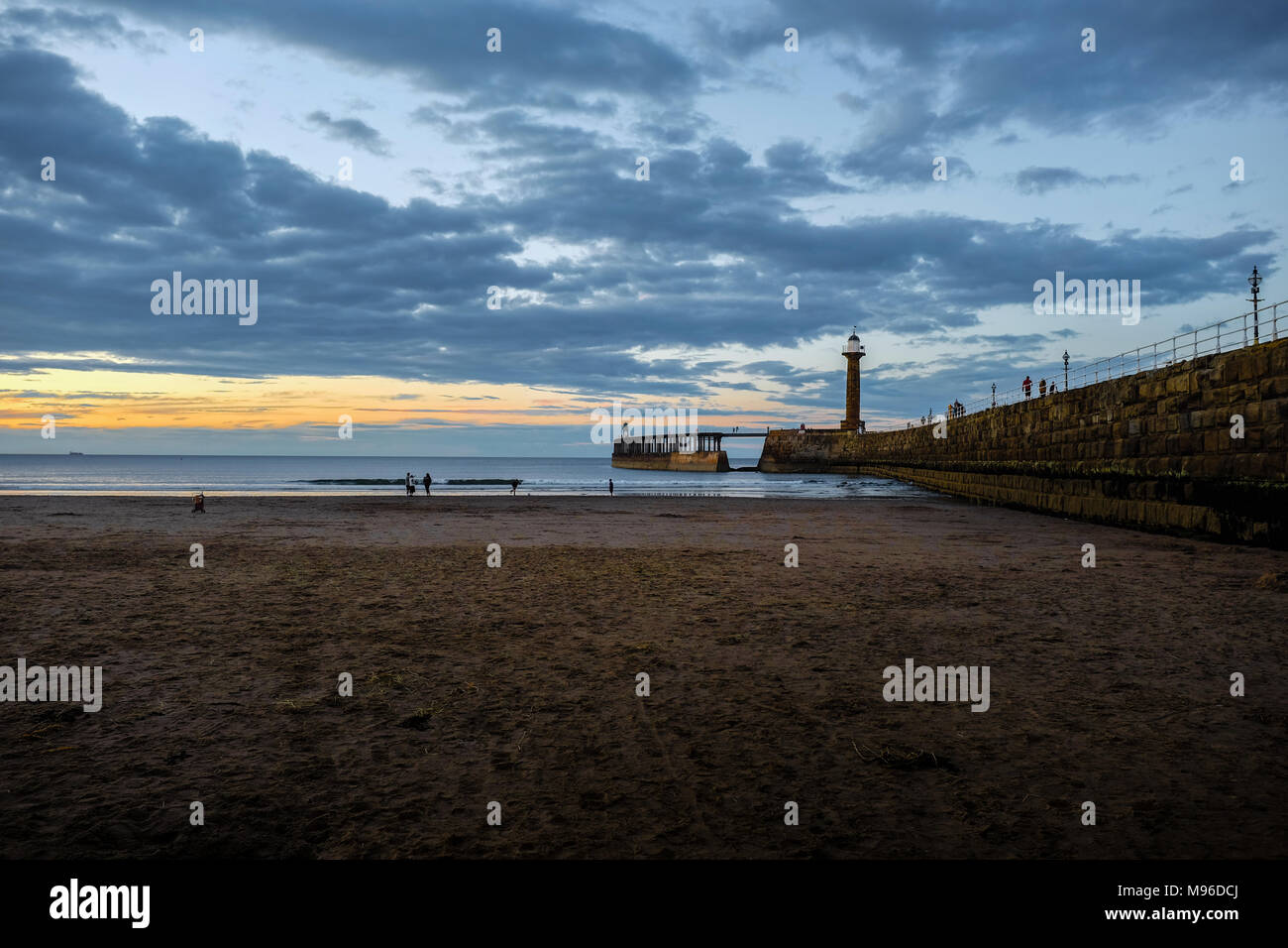 Whitby pier at sunset hi-res stock photography and images - Alamy