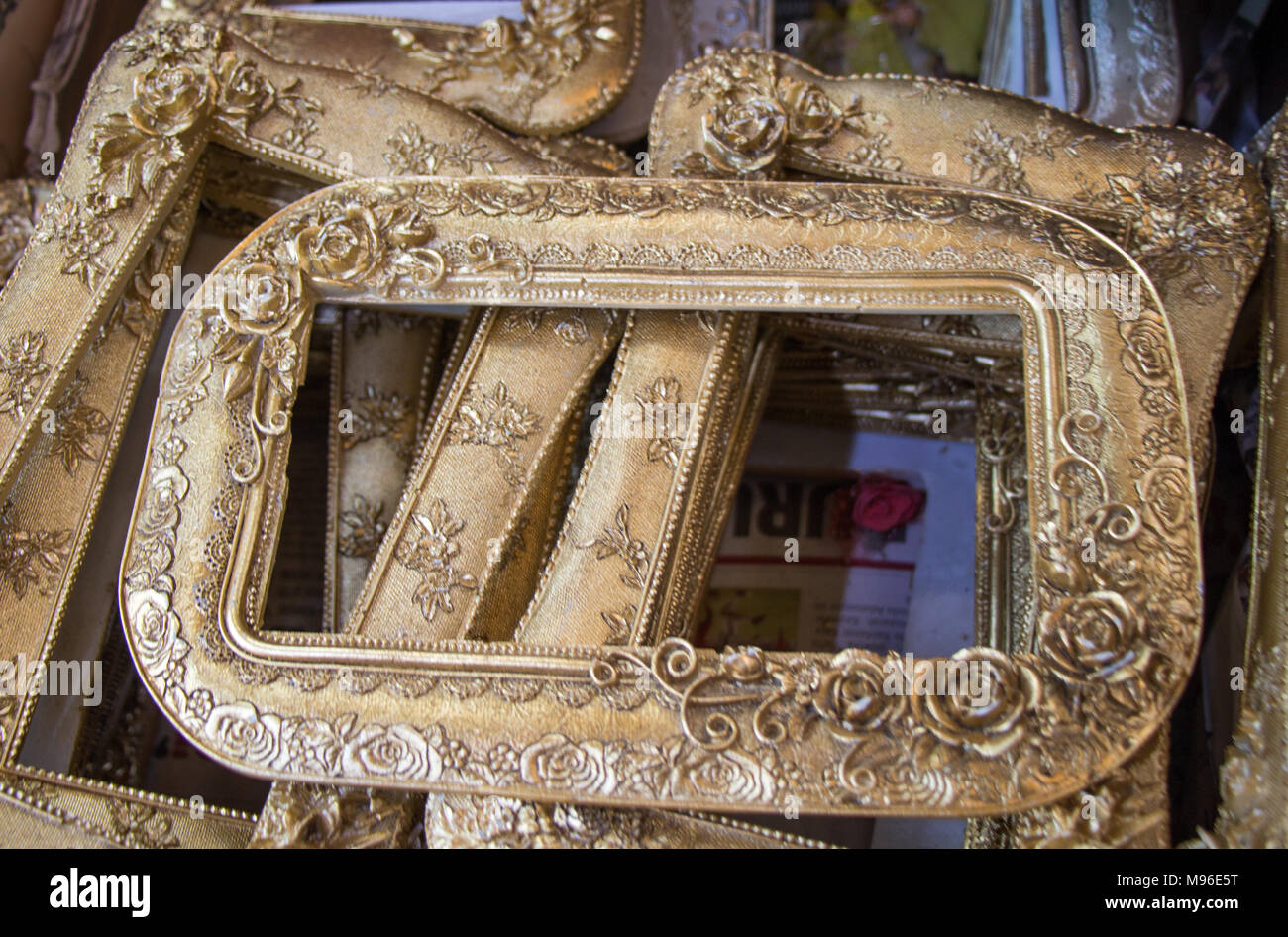 Photo frame made of wooden material in view Stock Photo - Alamy