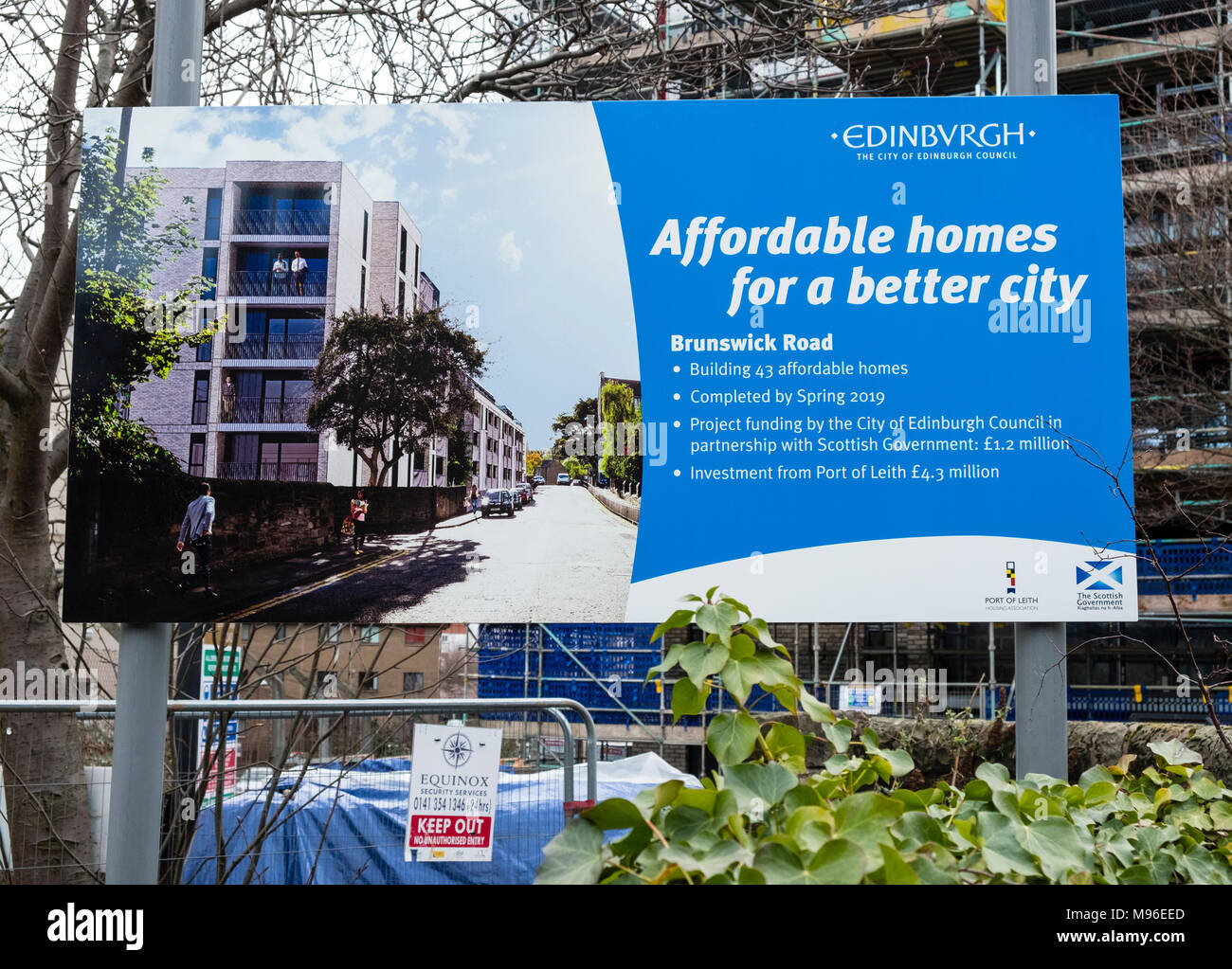 Sign outside new-build affordable apartment building in Edinburgh ...