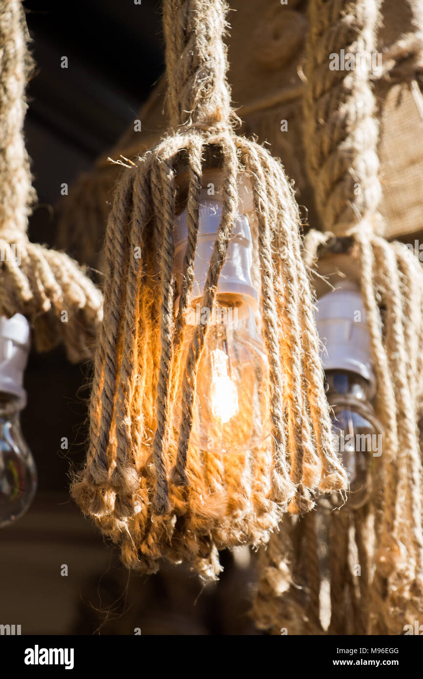 Decorative antique edison style filament light bulbs hanging Stock ...