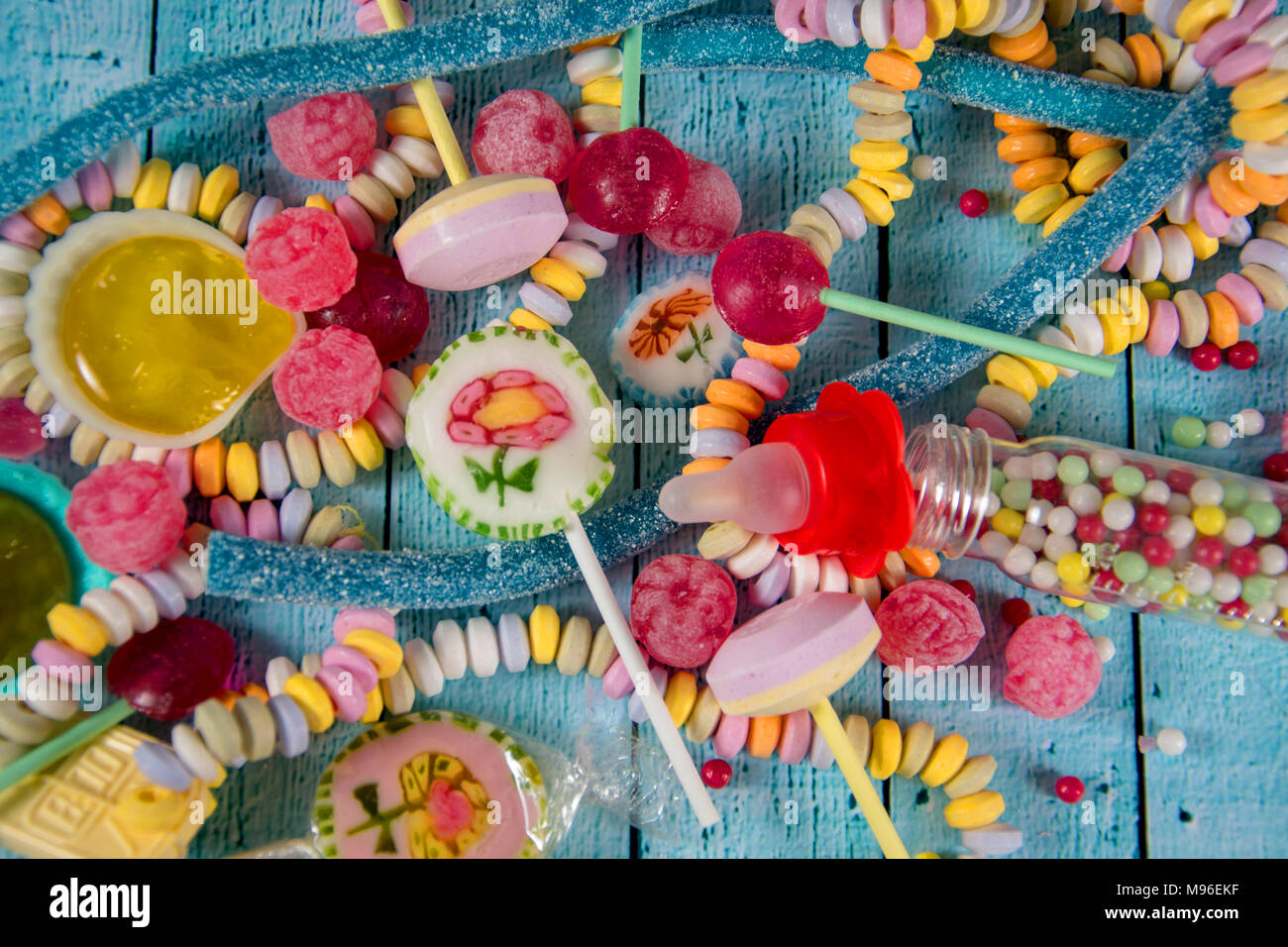 a photo of different, colourfull sweets Stock Photo - Alamy
