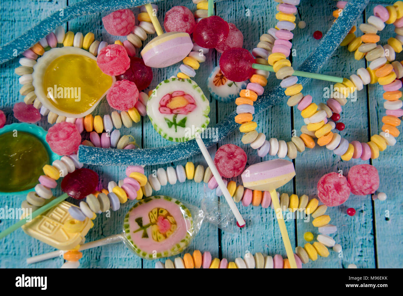 a photo of different, colourfull sweets Stock Photo - Alamy