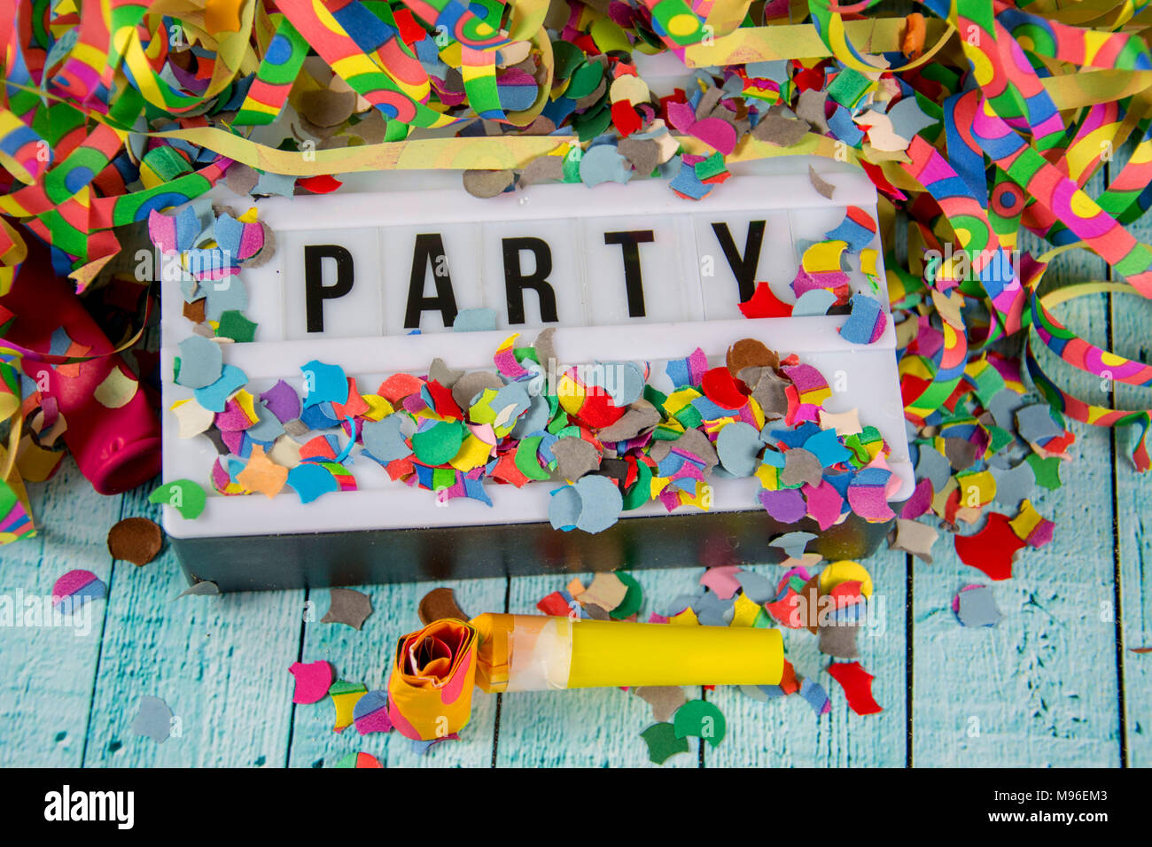 lightbox with the word party Stock Photo - Alamy