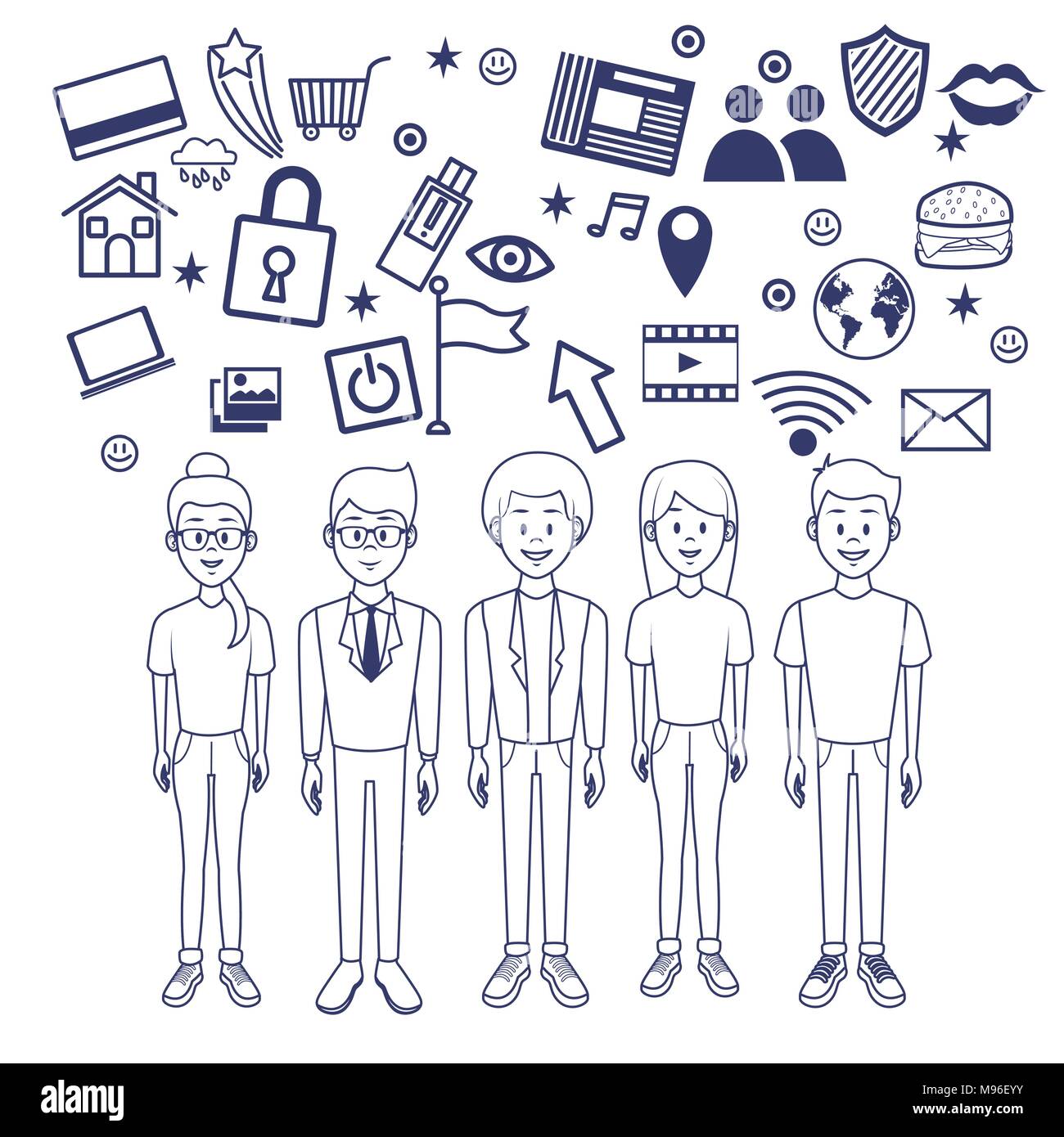 People and social media cartoon Stock Vector Image & Art - Alamy