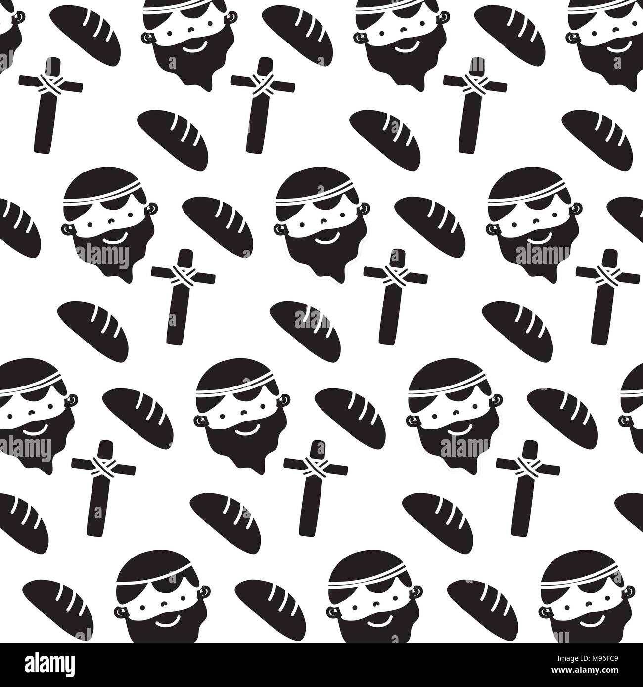 silhouette jesus christ with cross and bread background Stock Vector ...