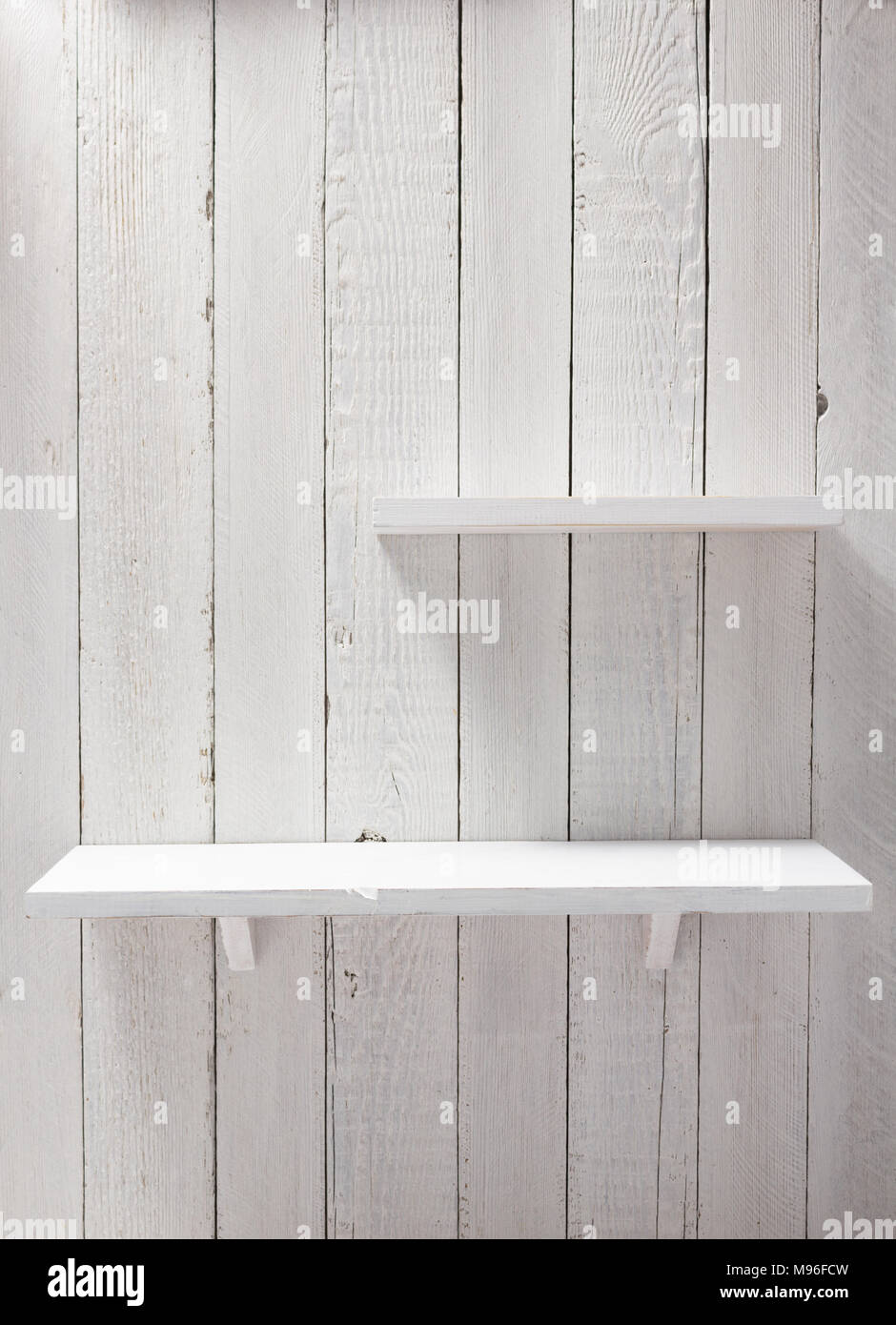 wooden shelf at background texture wall Stock Photo - Alamy