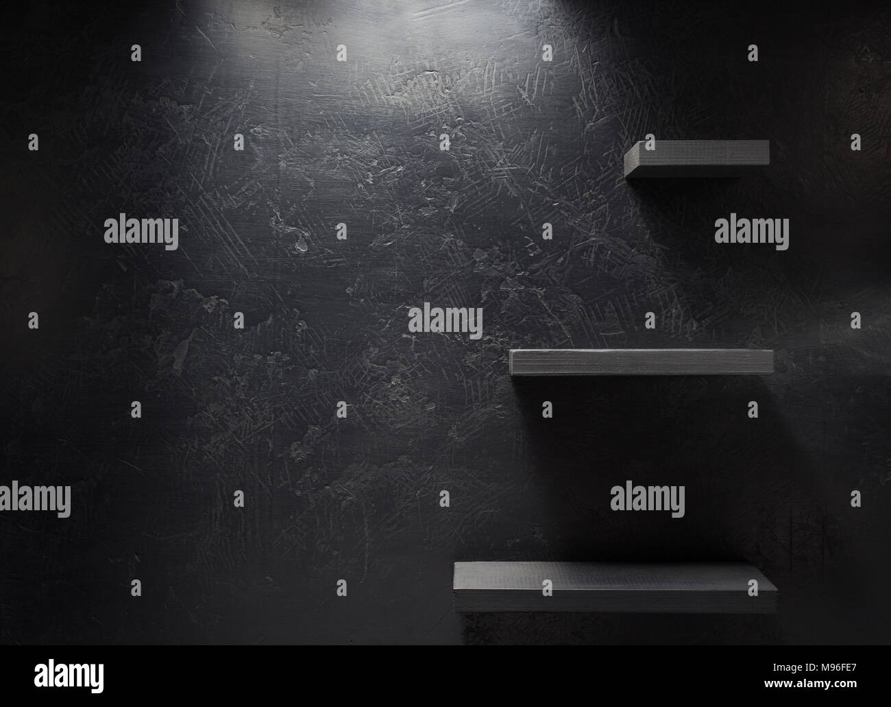 wooden shelf at background texture wall Stock Photo - Alamy