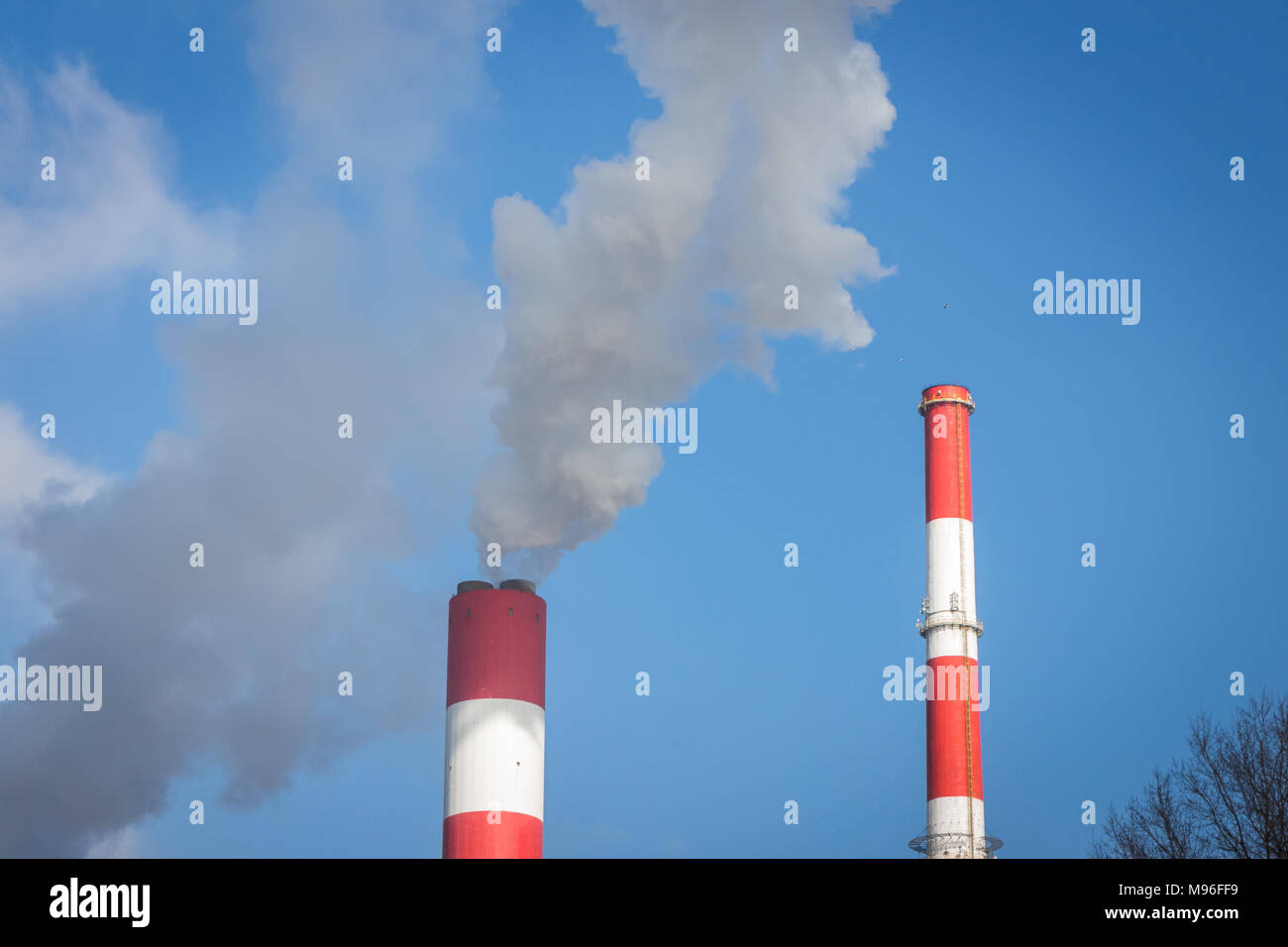 The power station with two smoke stacks Stock Photo - Alamy