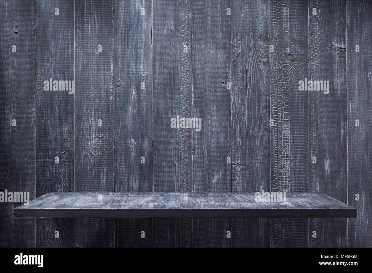 wooden shelf at background texture wall Stock Photo - Alamy