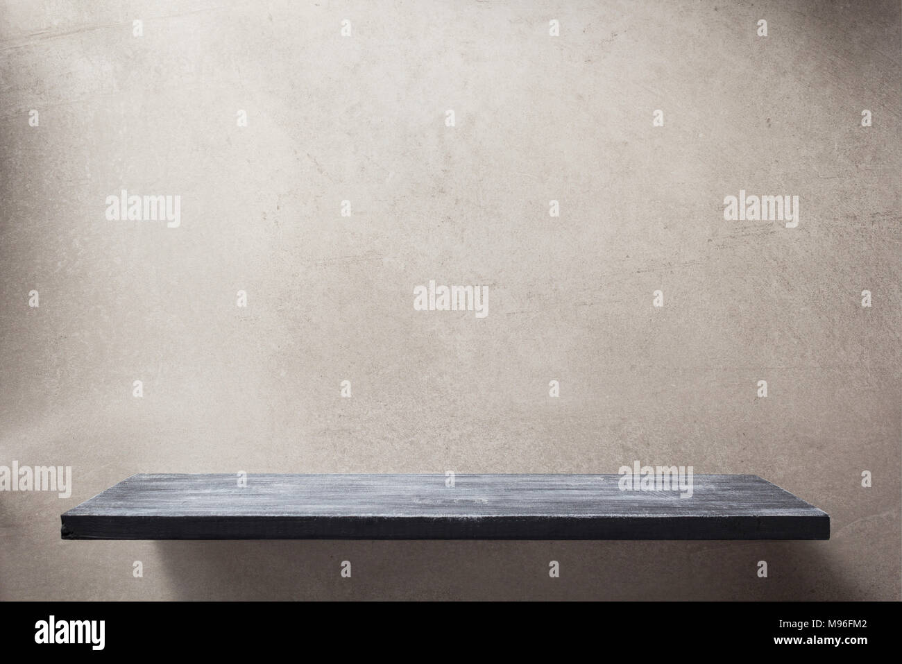 wooden shelf at background texture wall Stock Photo - Alamy