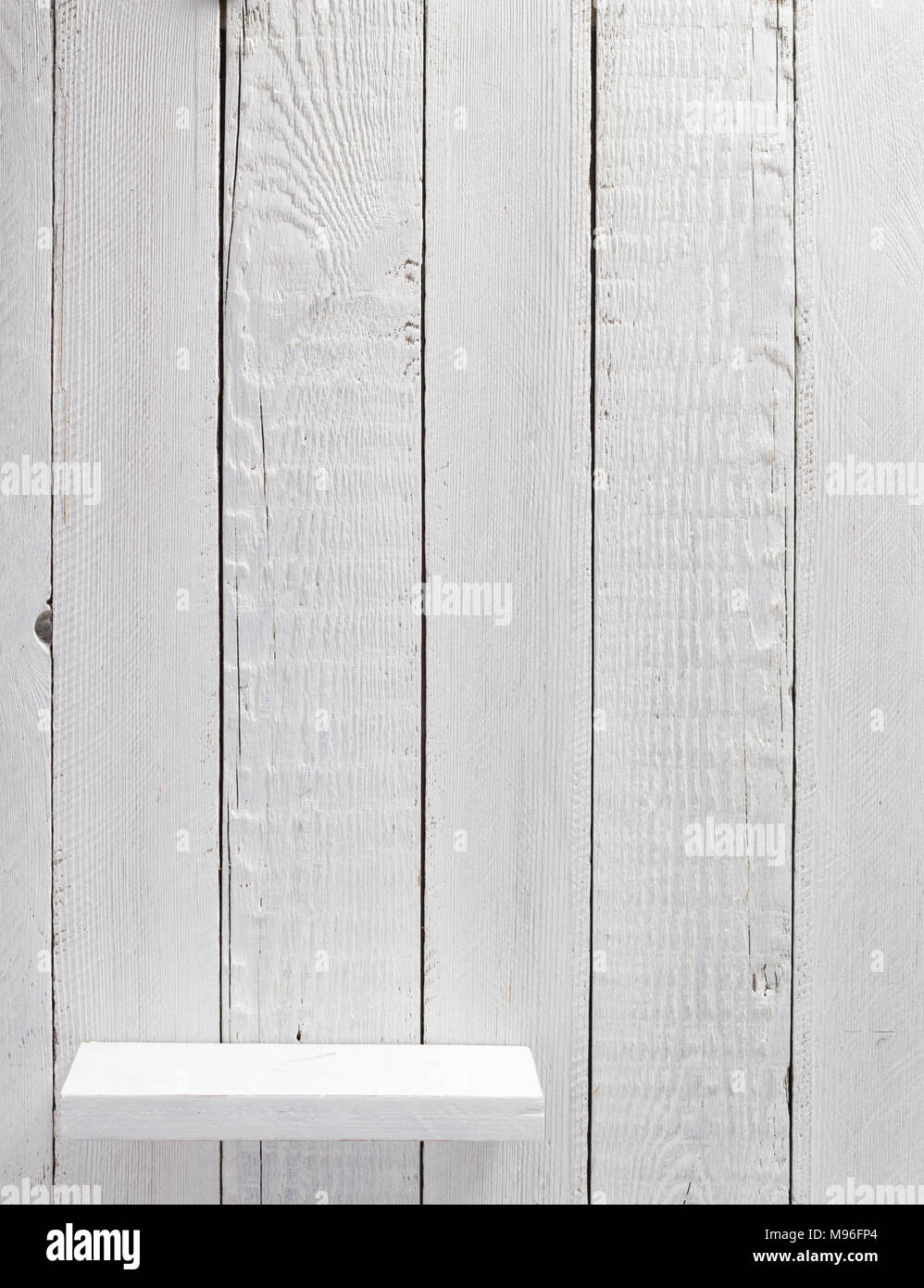 wooden shelf at background texture wall Stock Photo - Alamy