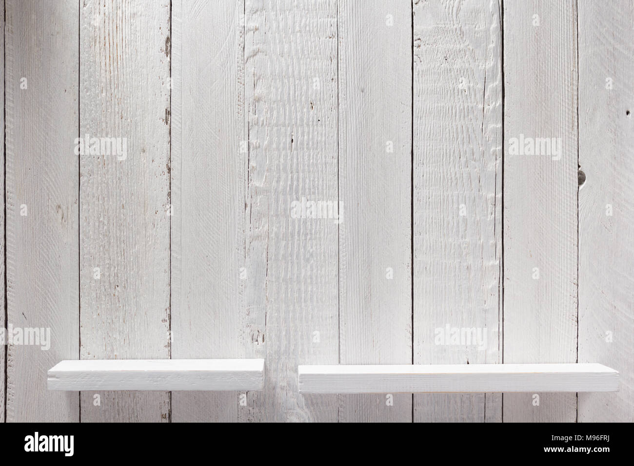 wooden shelf at background texture wall Stock Photo - Alamy