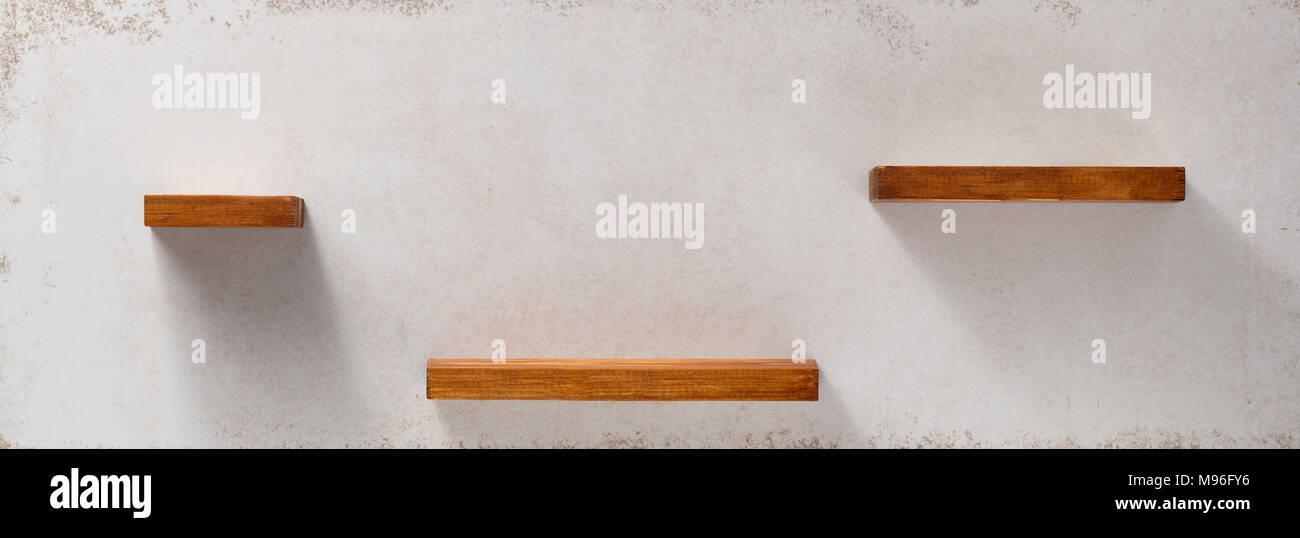 wooden shelf at background texture wall Stock Photo - Alamy
