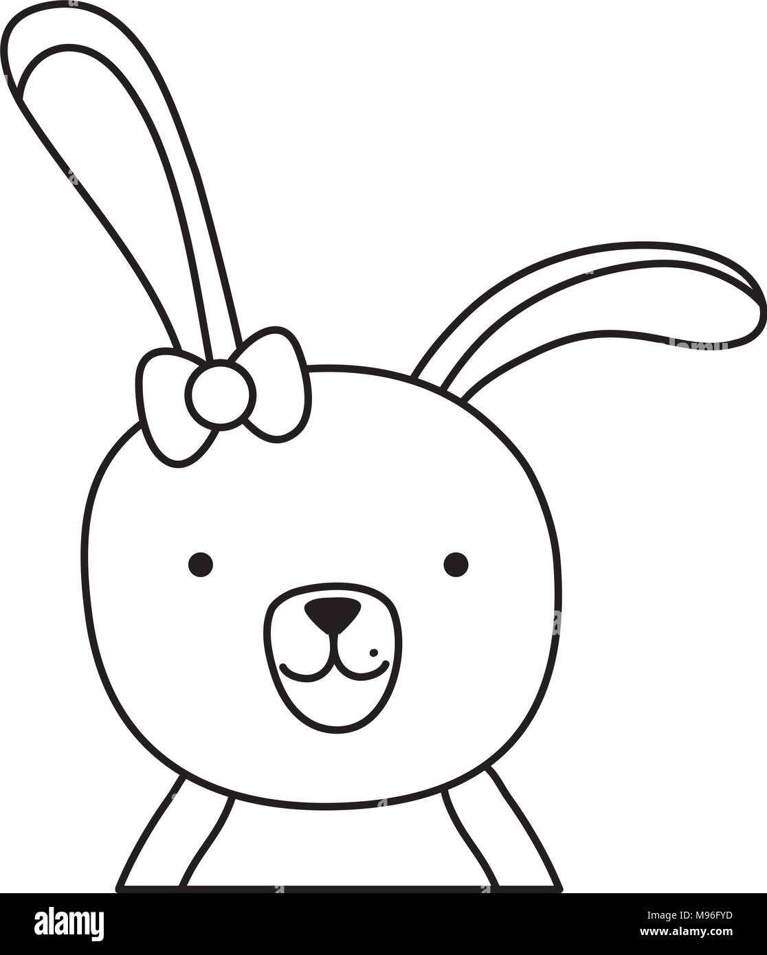 line cartoon rabbit female with ribbon bow Stock Vector Image & Art - Alamy